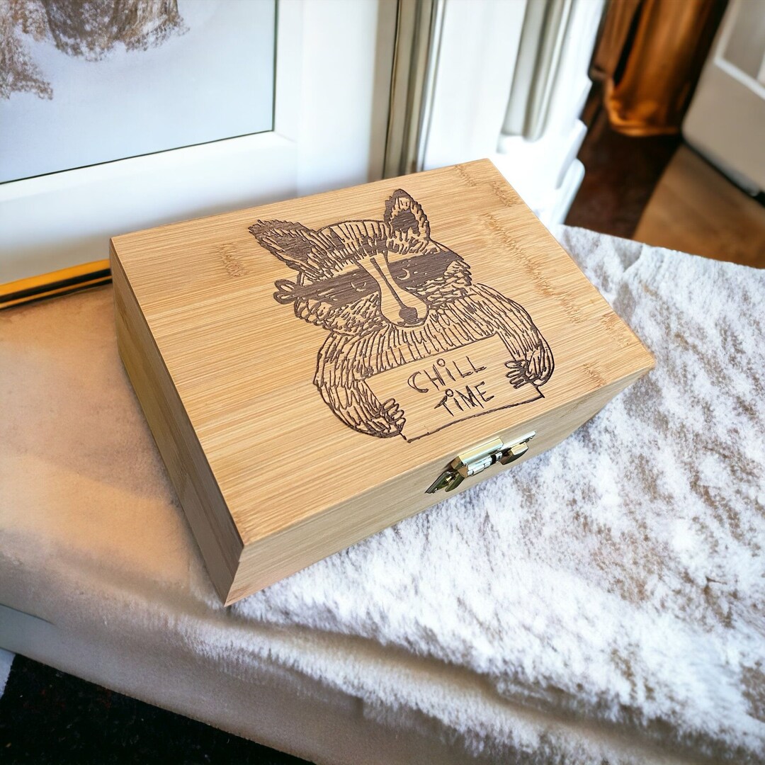 Raccoon 'chill Time' Stash Box Set Includes Grinder - Etsy