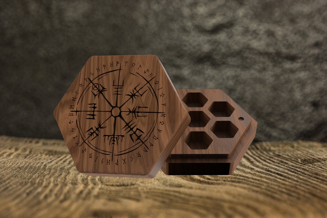 Vegvisir Engraved Dice Box, 2 in 1, Nordic, Viking Dice Box, Dnd, Rpg ...