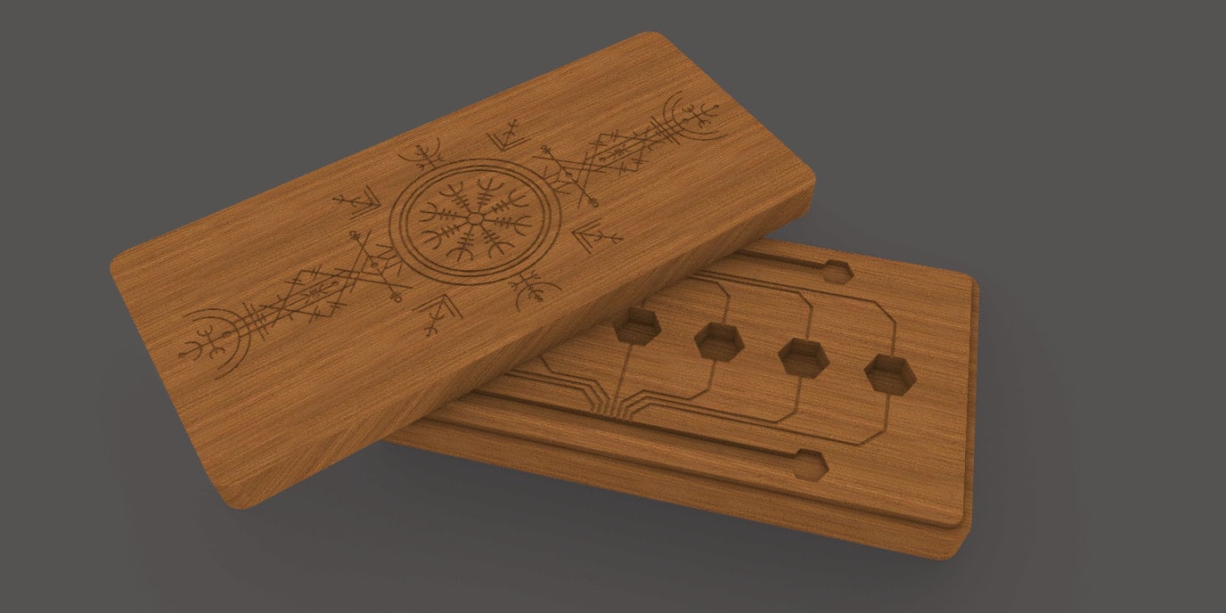 Dice Box for Cnc, Engraved With Nordic, Viking, Vegvisir Symbol, 2 Pen ...