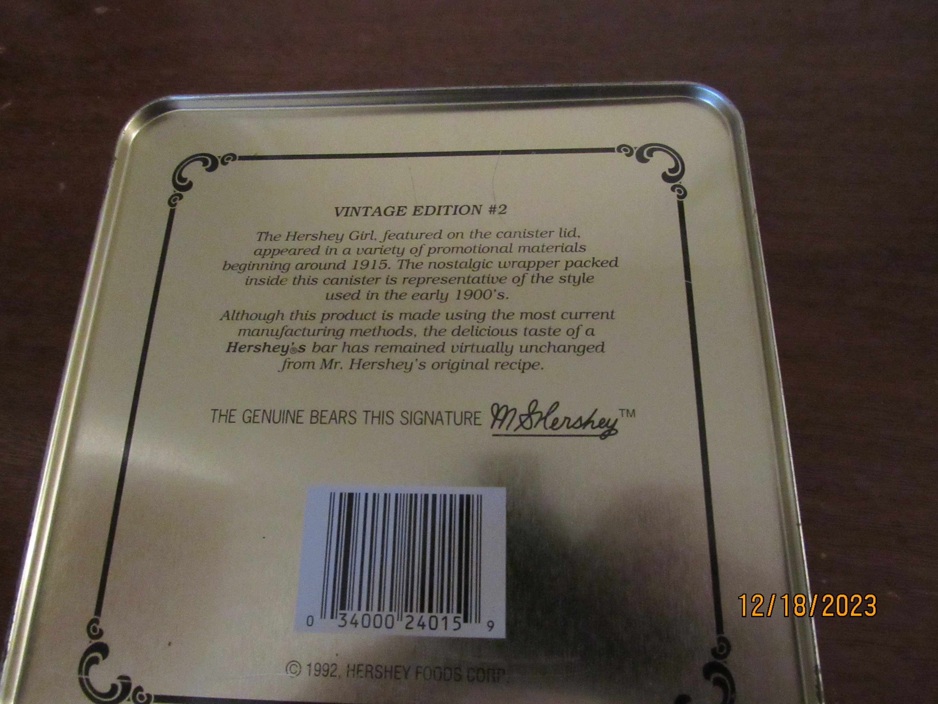 Hershey's Pure Milk Chocolate Vintage Tin - Etsy
