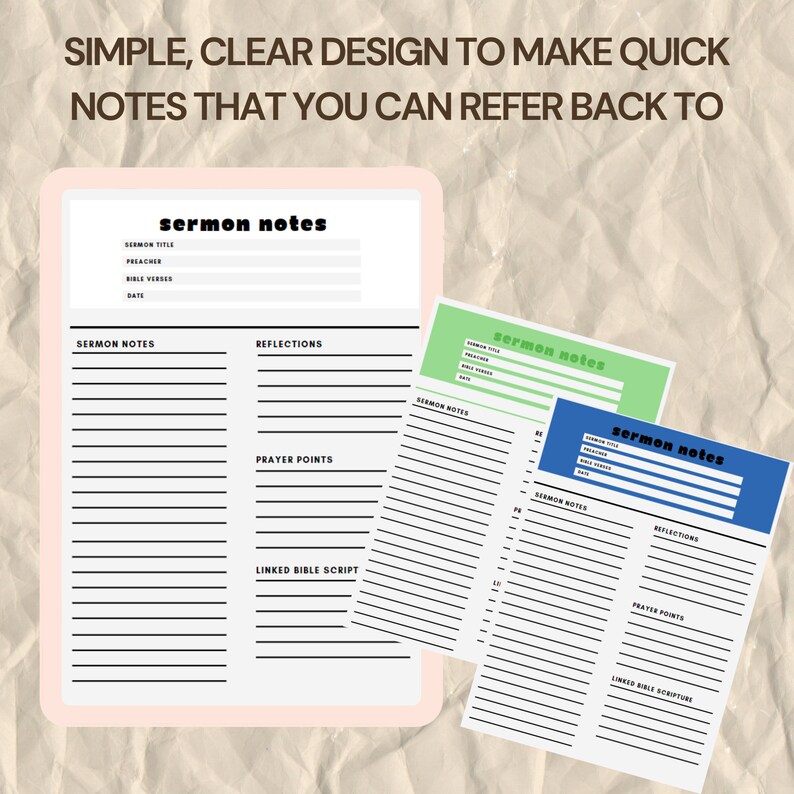 Printable Sermon Note Template, Digital Sermon Note PDF, Template ...
