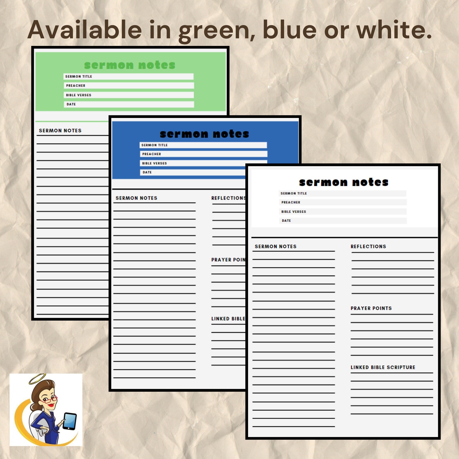 Printable Sermon Note Template, Digital Sermon Note PDF, Template ...