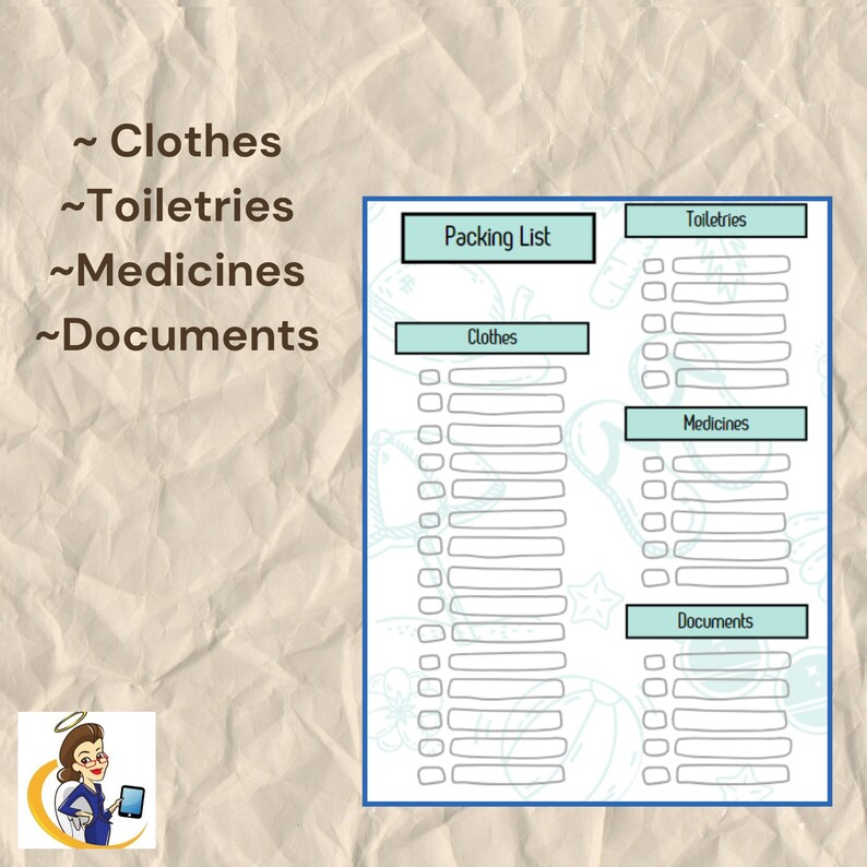 Travel Packing List Printable - Instant Download, Vacation Planning ...