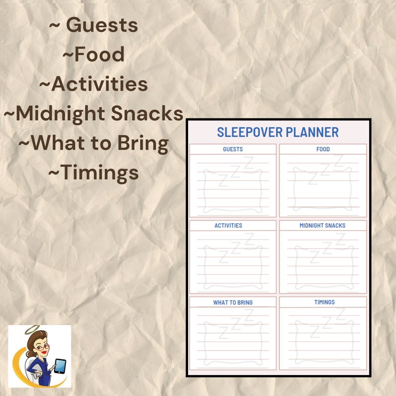 Sleepover Planner, Sleepover Notes Printable | Slumber Party ...