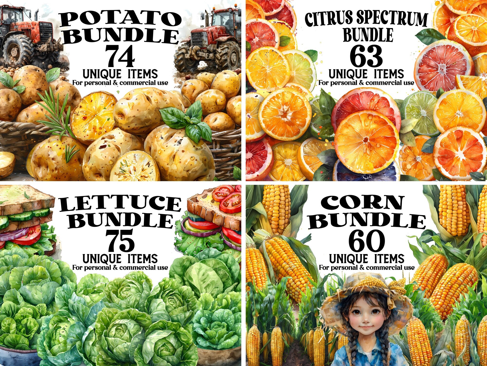 MEGA Fruits Clipart Bundle 2000 Watercolor Fruit & Vegetables Pngs ...