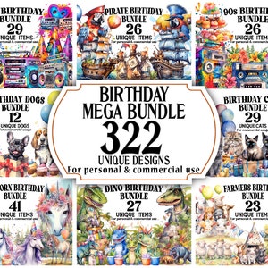 Birthday Mega Bundle - 322 Birthday Pngs - Ultimate Birthday Clip Art ...
