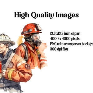 Firefighter Clipart Bundle - 27 Watercolor Fire Rescue Pngs - Perfect ...