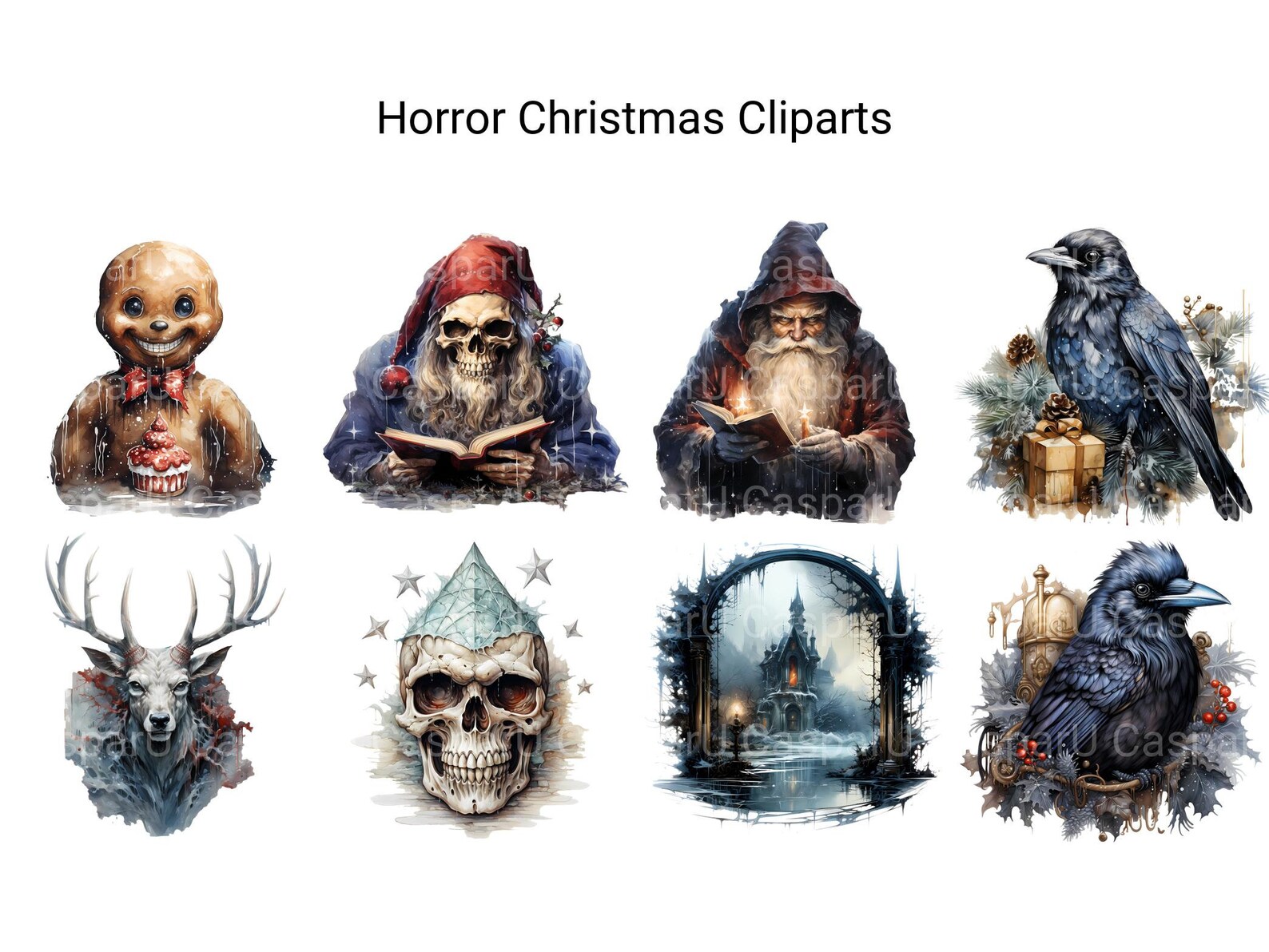 Horror Christmas Clipart Bundle 48 Christmas Pngs Clip Art Fordecor ...