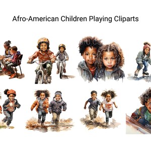 Afro-american Children Playing Clipart Bundle - 65 Afro American Art ...