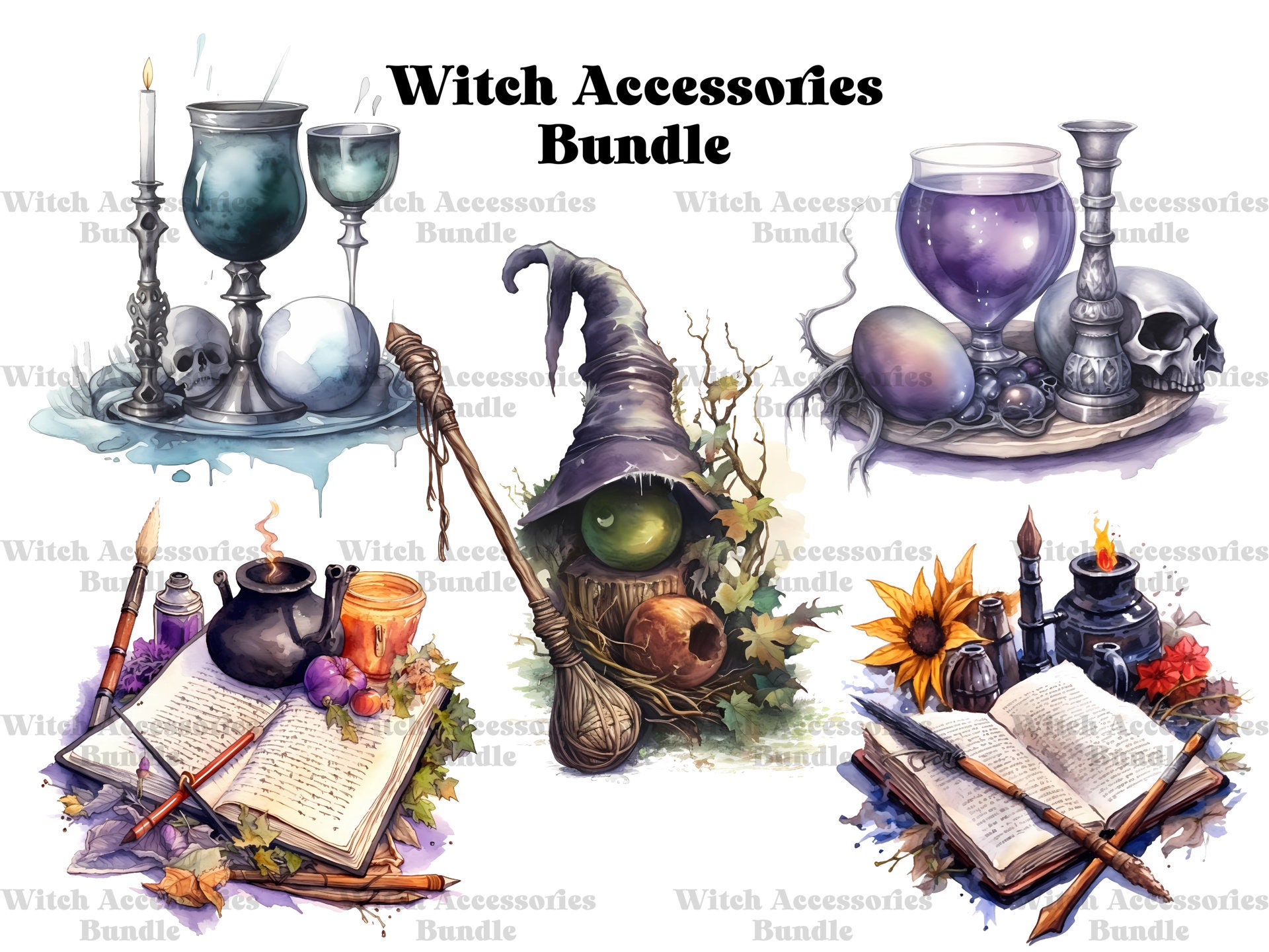 Witch Accessories Clipart Big Bundle 43 Witch Item Pngs - Etsy