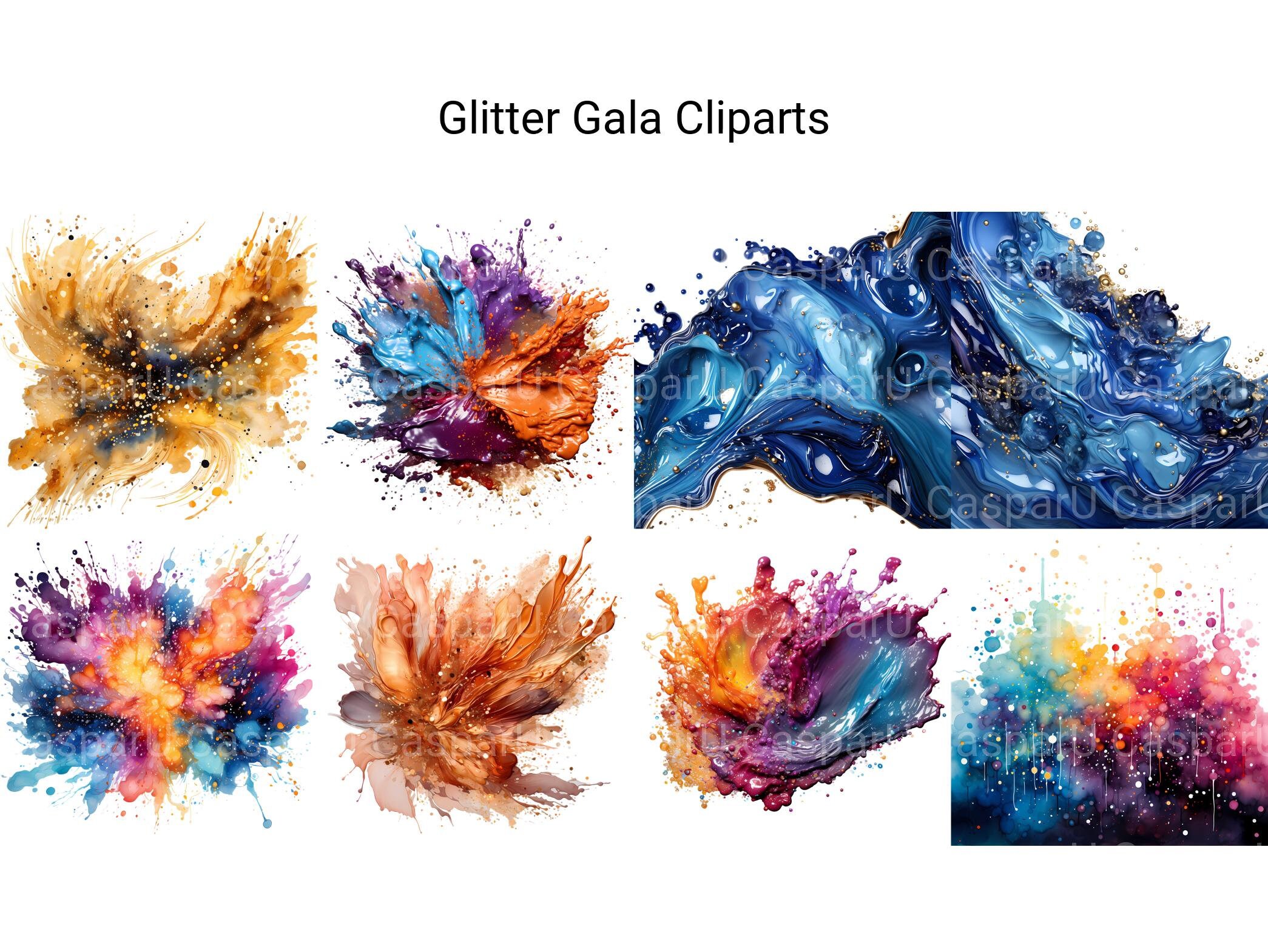 Glitter Gala Clipart Bundle 97 Splashes as Watercolor Pngs Digital ...