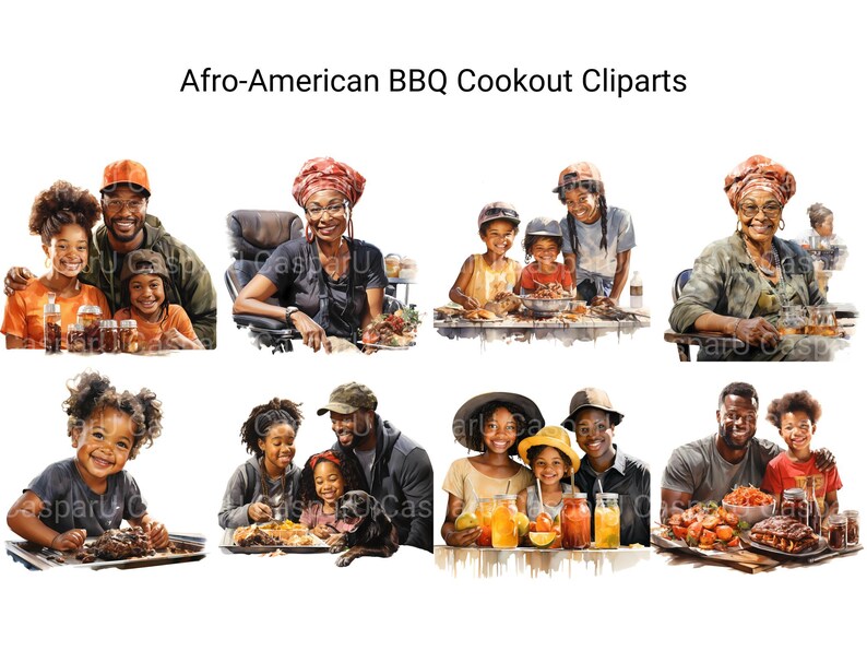 Afro-american BBQ Cookout Clipart Bundle 33 Afro American Art Pngs Clip ...