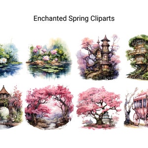 Enchanted Spring Clipart Bundle - 84 Watercolor Pngs - Digital Drawings ...