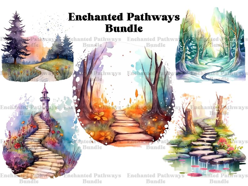 Enchanted Pathway Clipart Bundle 13 Magic Pathways PNG Fantasy Clip Art ...