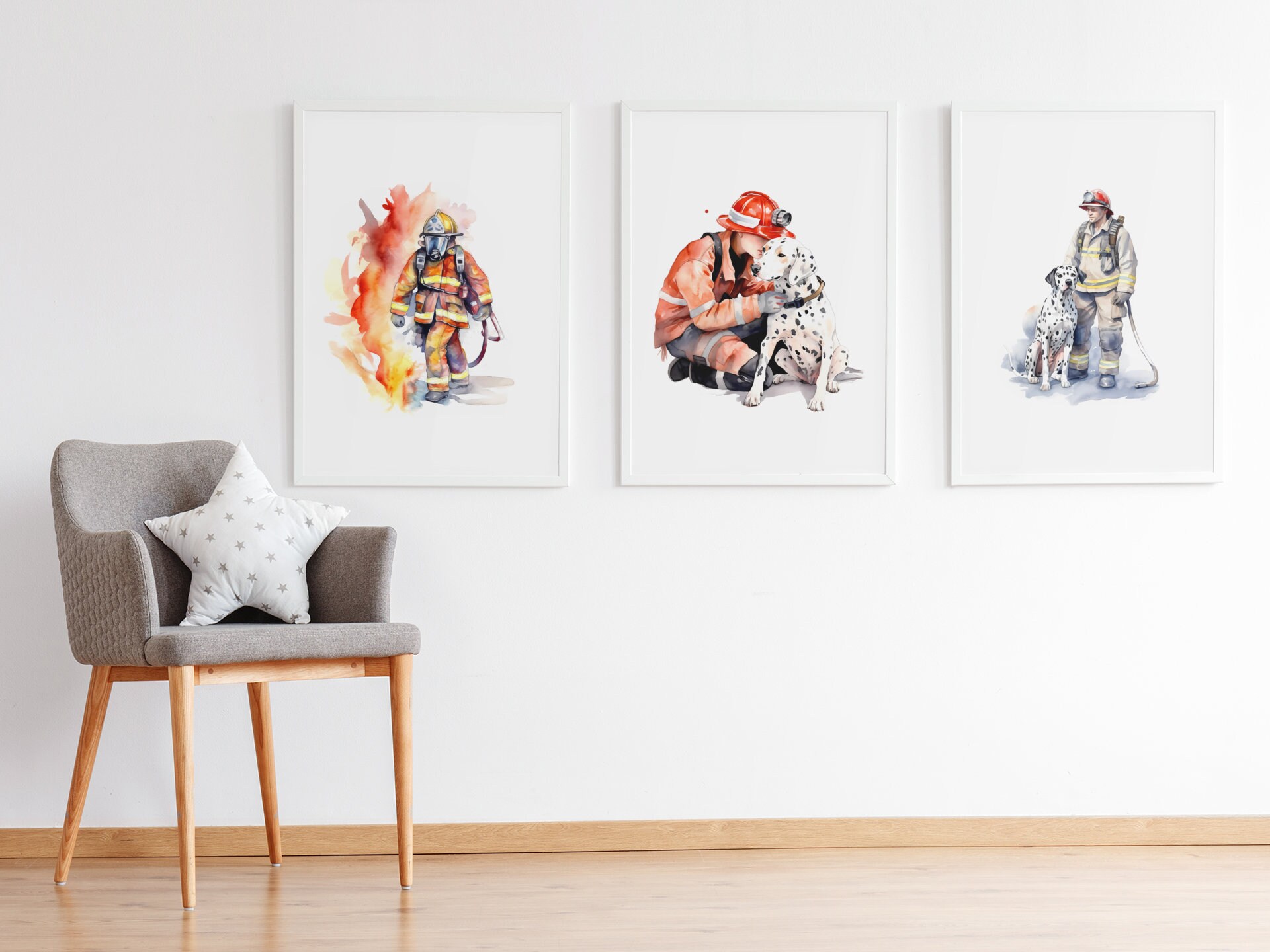 Firefighter Clipart Bundle 27 Watercolor Fire Rescue Pngs - Etsy