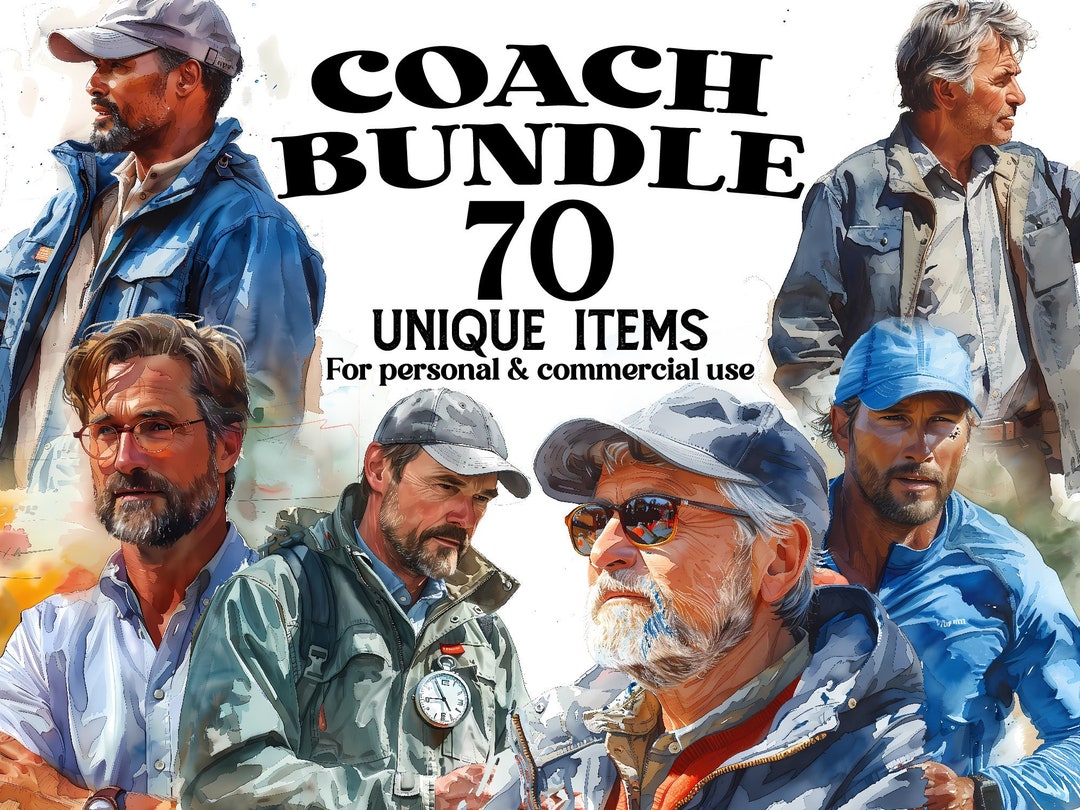 Coach Clipart Bundle - 70 Work Watercolor Pngs - Digital Drawings ...