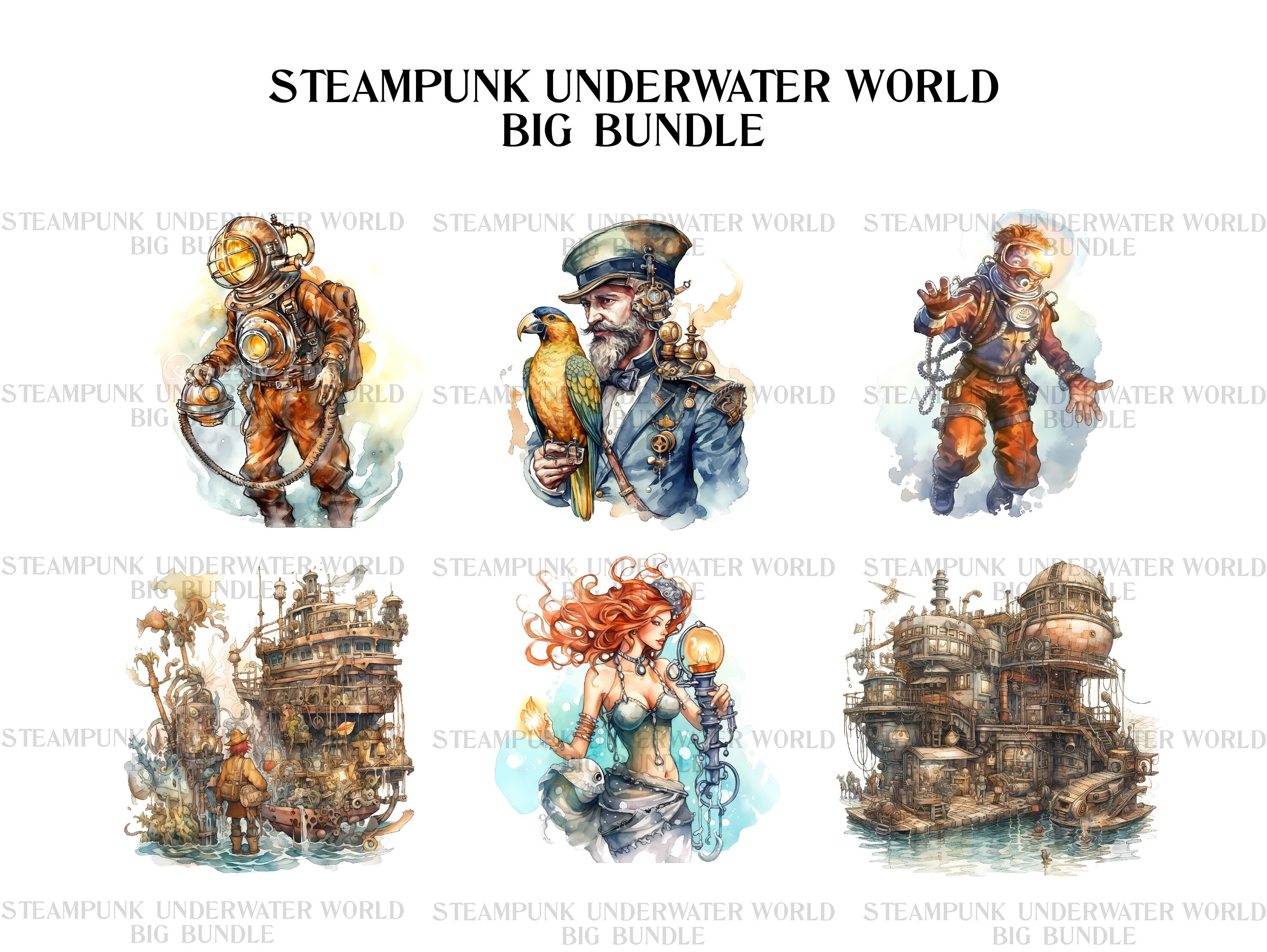 Steampunk Underwater Clipart 37 Steampunk Water World Pngs - Etsy