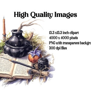 Witch Spell Book Clipart Big Bundle 58 Witch Book Pngs Digital Download ...