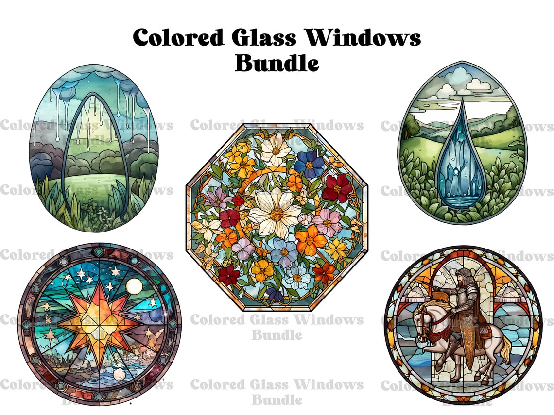 Stained Glass Windows Clipart Bundle 26 Stained Glass - Etsy