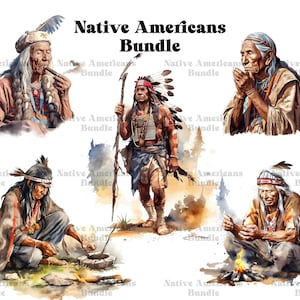 Native Americans Clipart Big Bundle - 44 Watercolor Native Americans ...
