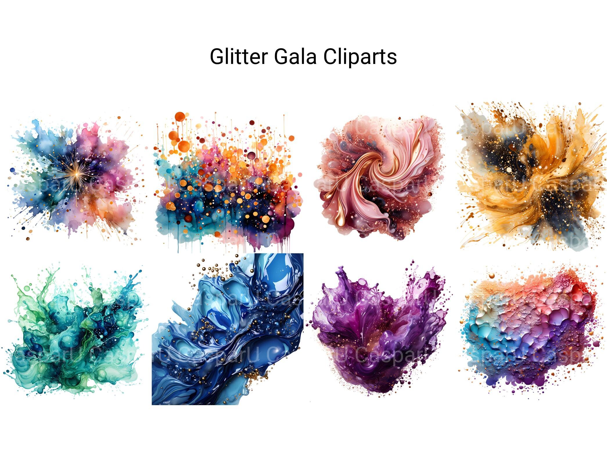 Glitter Gala Clipart Bundle 97 Splashes as Watercolor Pngs Digital ...