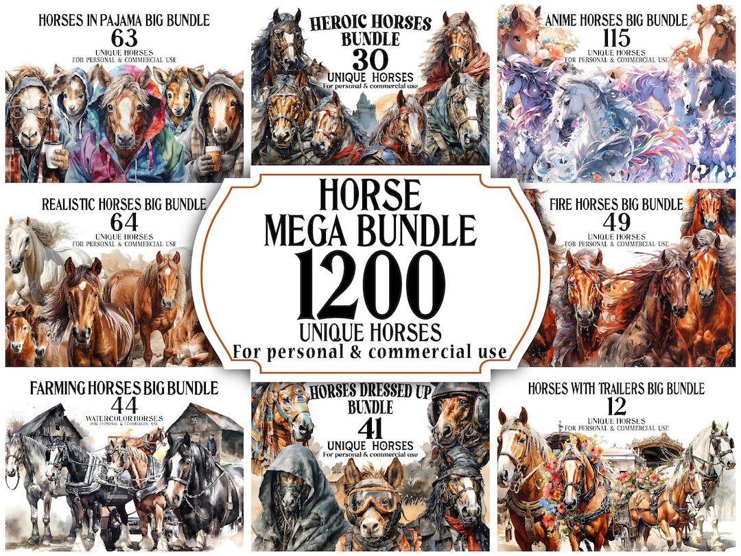 MEGA Horse Clipart Collection - 1200 Horse Pngs - Perfect for Nursery ...
