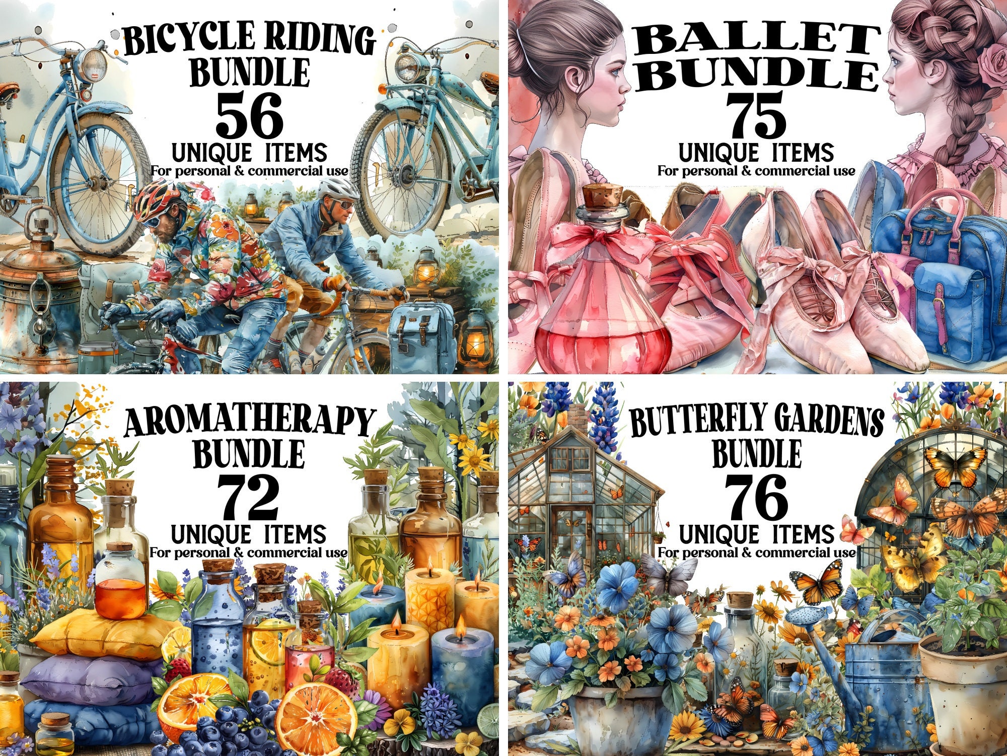 MEGA Hobbies & Craft Clipart Bundle 2150 Activity Watercolor Pngs ...