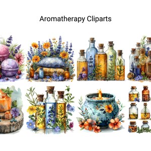 Aromatherapy Clipart Bundle - 72 Watercolor Hobby and Craft Pngs ...