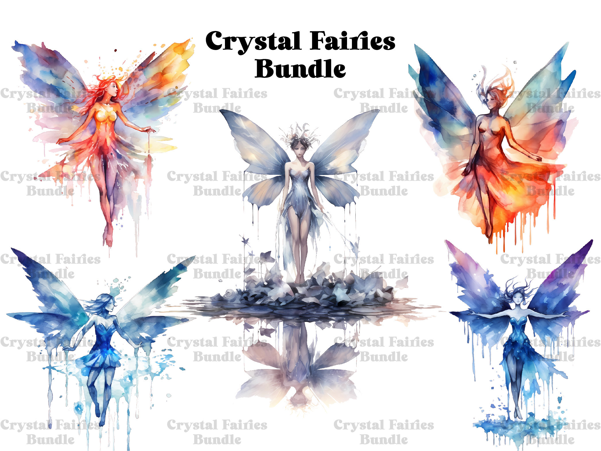 Crystal Fairy Clipart Bundle 20 Crystal Fairies Pngs - Etsy