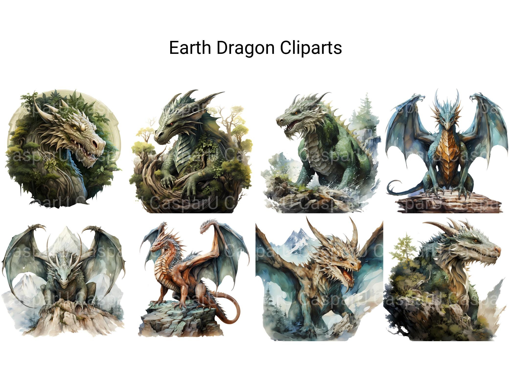 Earth Dragon Clipart Bundle 36 Dragons Pngs Digital Download for DYI ...