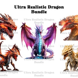 Ultra Realistic Dragon Clipart Bundle - 21 Realistic Dragons Pngs With ...