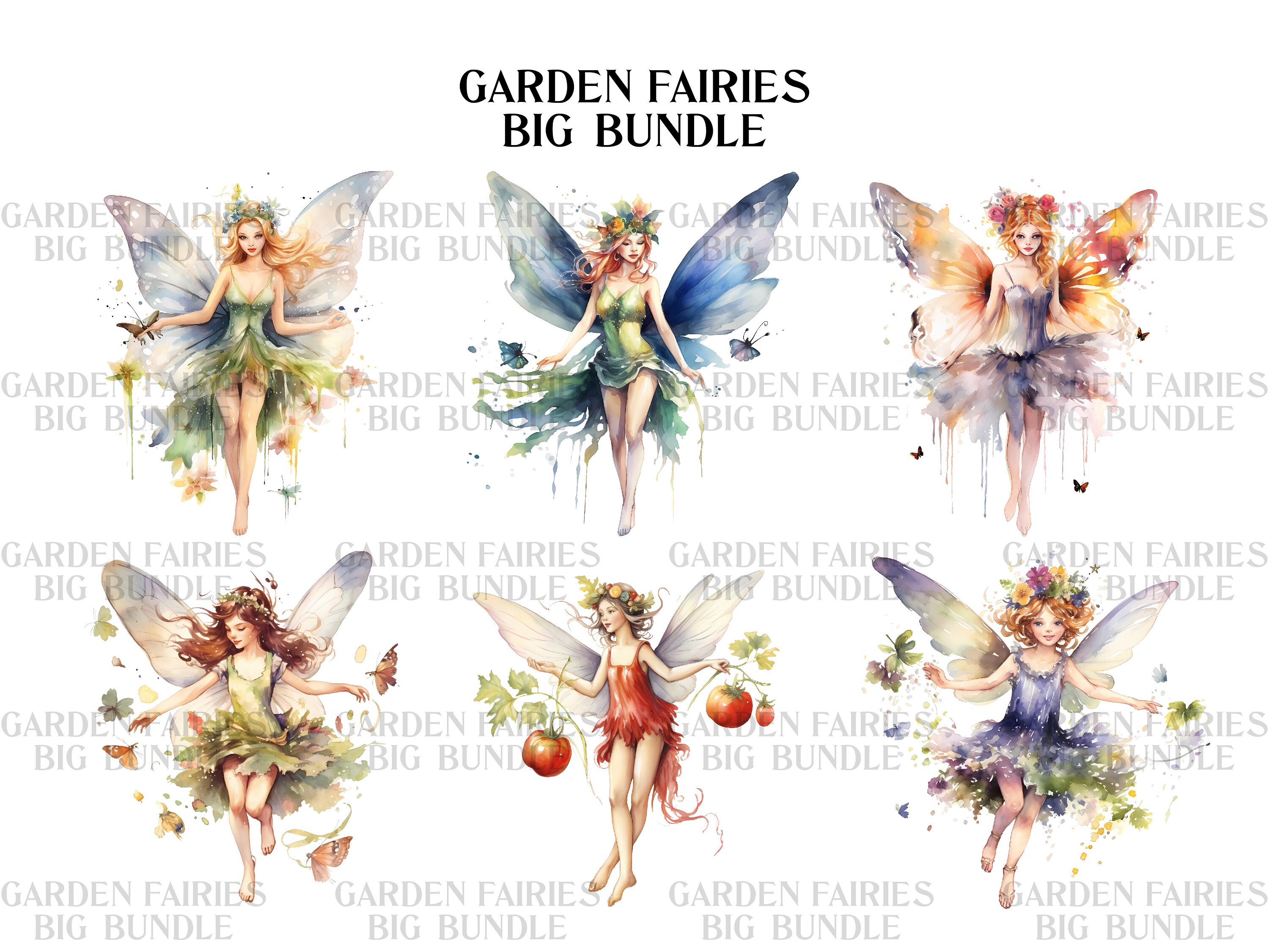 Garden Fairy Big Clipart Bundle 44 Garden Fairies Pngs - Etsy