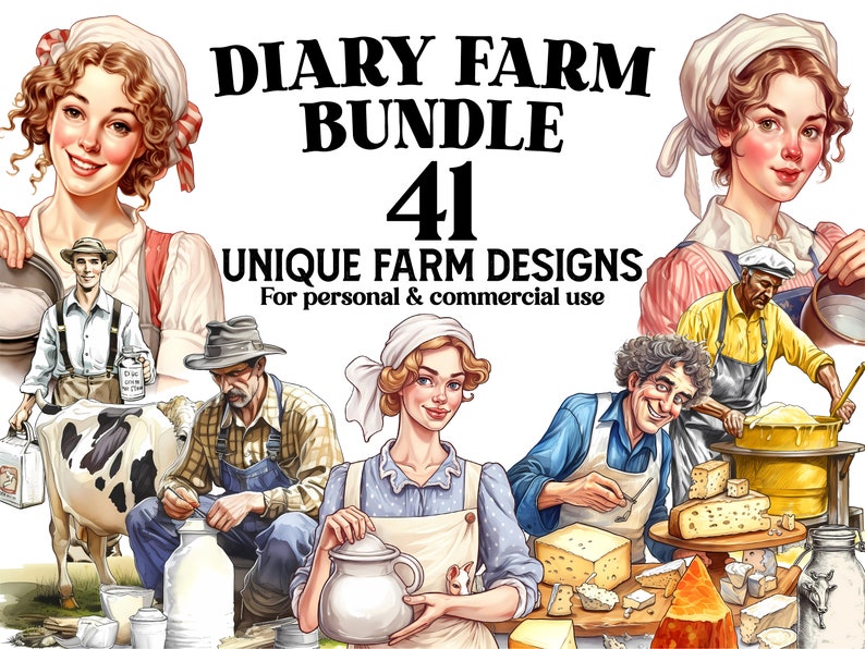Diary Farming Clipart Big Bundle 41 Diary Farm Pngs - Etsy
