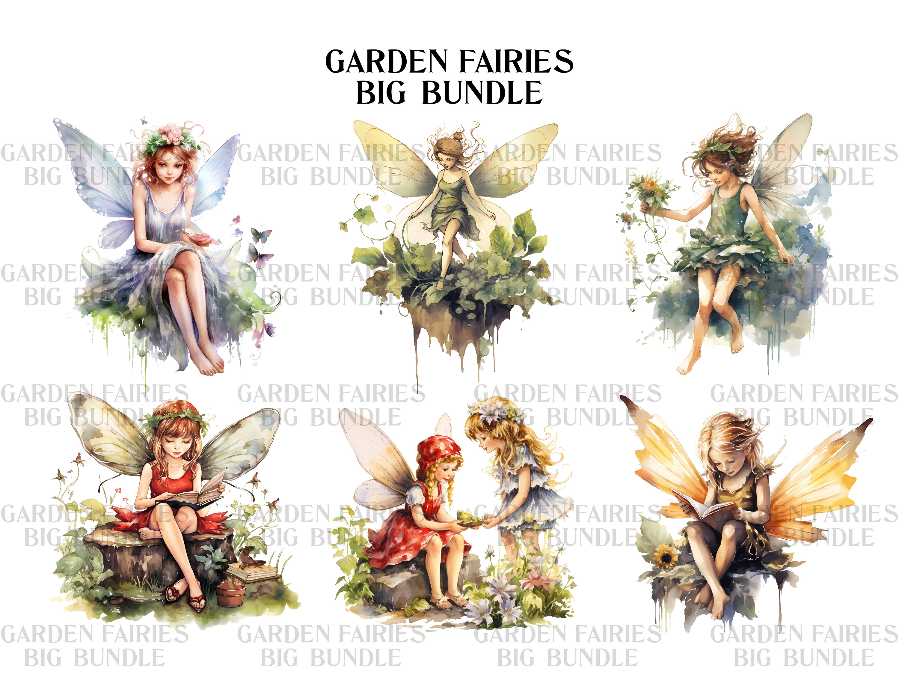 Garden Fairy Big Clipart Bundle 44 Garden Fairies Pngs - Etsy