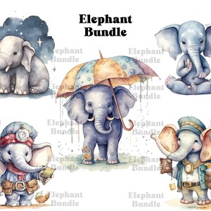 Elephant Clipart Collection 22 Watercolor Elephant Pngs Perfect for ...
