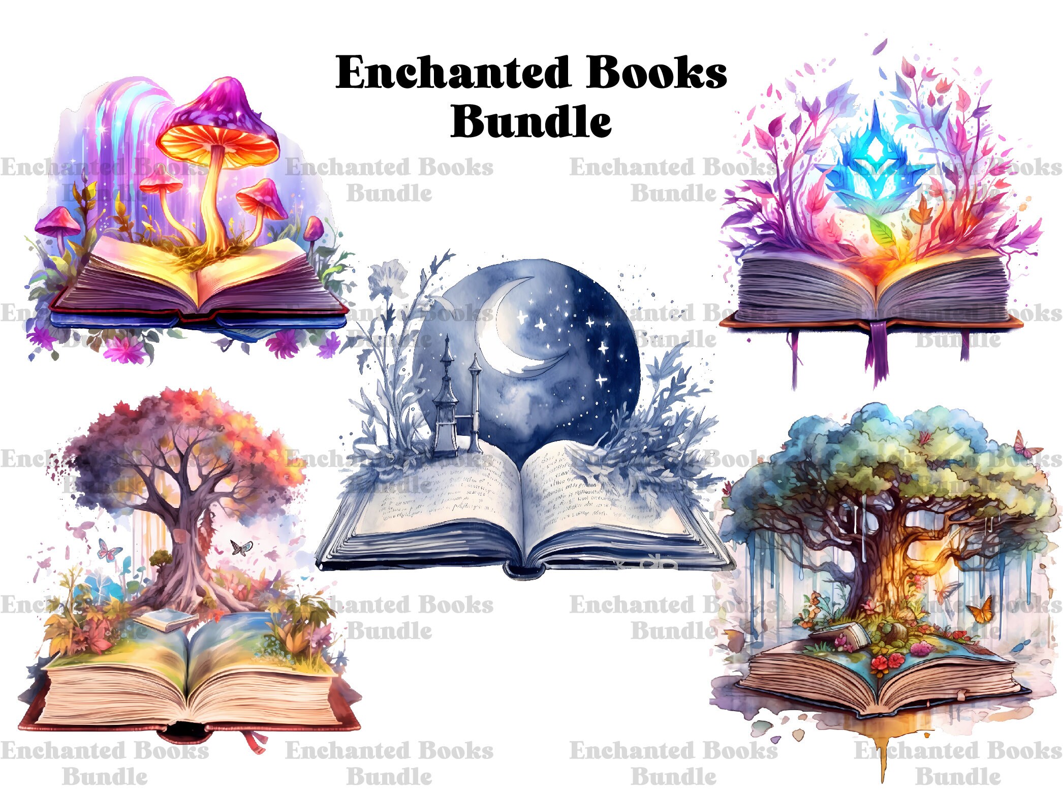 Enchanted Book Clipart Bundle 18 Magic Books PNG Fantasy Clip Art ...