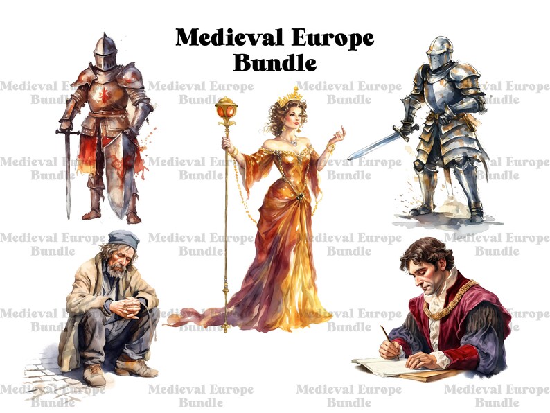 Medieval Age Clipart Bundle 23 Watercolor Medieval Age Pngs Digital ...