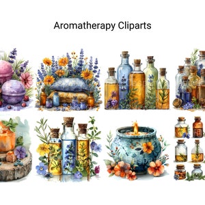 Aromatherapy Clipart Bundle - 72 Watercolor Hobby and Craft Pngs ...