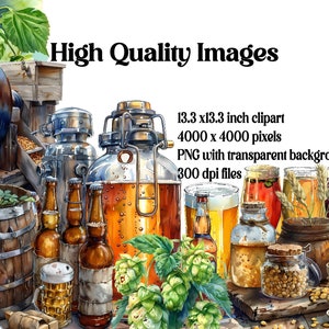 Homebrewing Clipart Bundle - 68 Watercolor Hobby and Craft Pngs ...