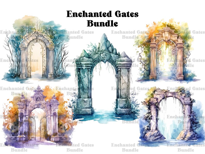 Enchanted Gate Clipart Bundle 34 Magic Gates PNG Fantasy Clip Art ...