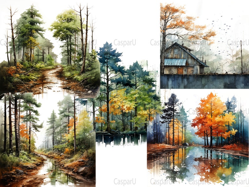 Fall Rainy Day Clipart Big Bundle 39 Watercolor Autumn Raining Days ...