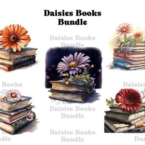 Daisies Book Clipart Big Bundle 18 Watercolor Daisies Books - Etsy