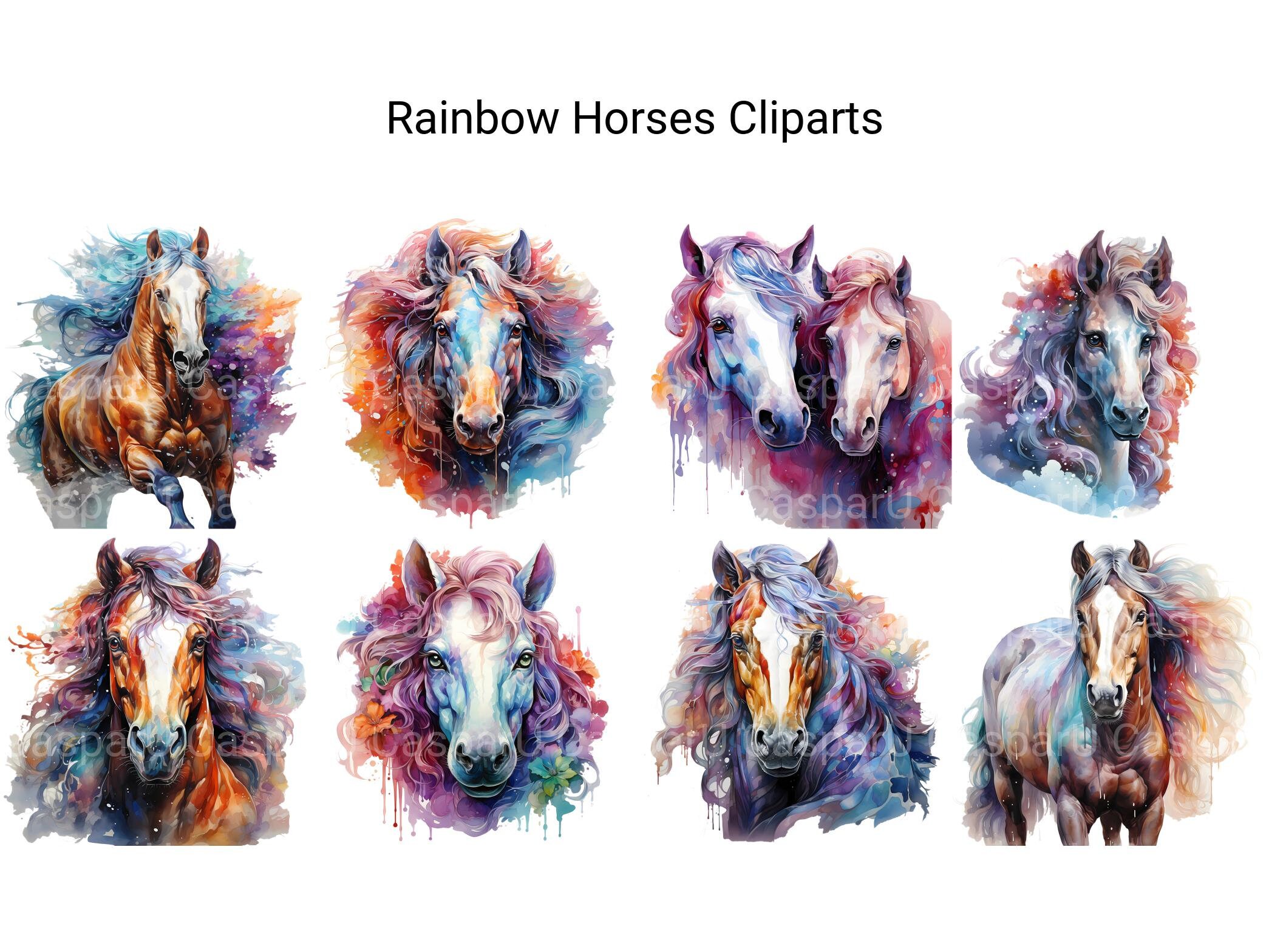 Rainbow Horses Clipart Bundle - 44 Farming Horses Pngs - Digital ...