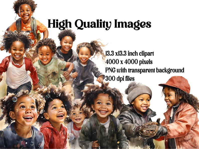 Afro-american Children Playing Clipart Bundle - 65 Afro American Art ...