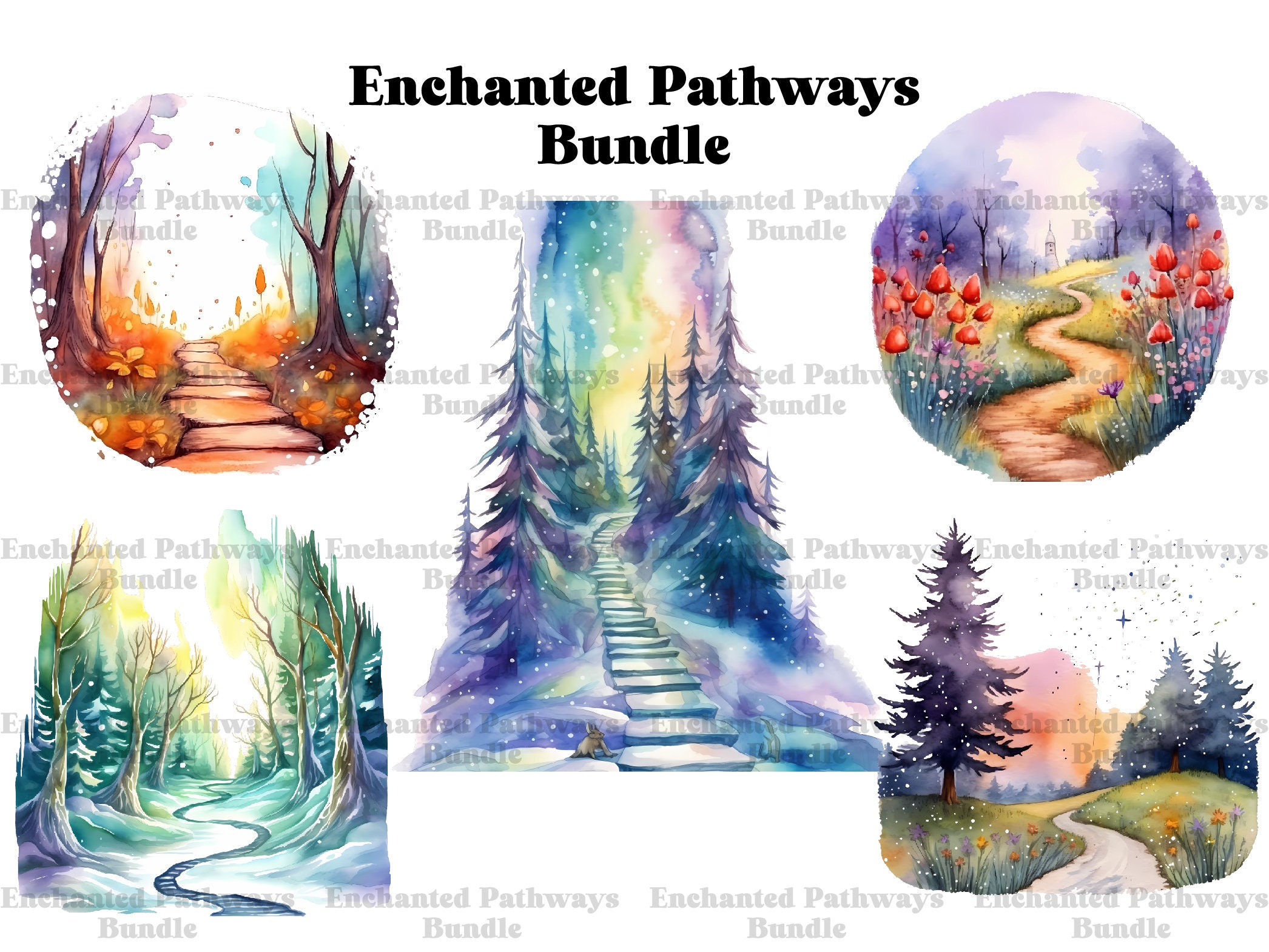 Enchanted Pathway Clipart Bundle 13 Magic Pathways PNG Fantasy Clip Art ...