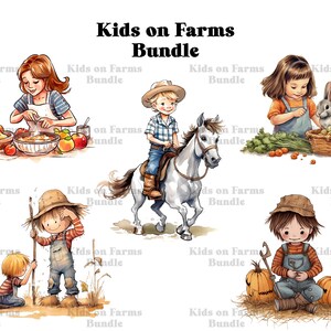 Kids on Farms Clipart Big Bundle - 45 Farmer Kids Pngs - Digital ...