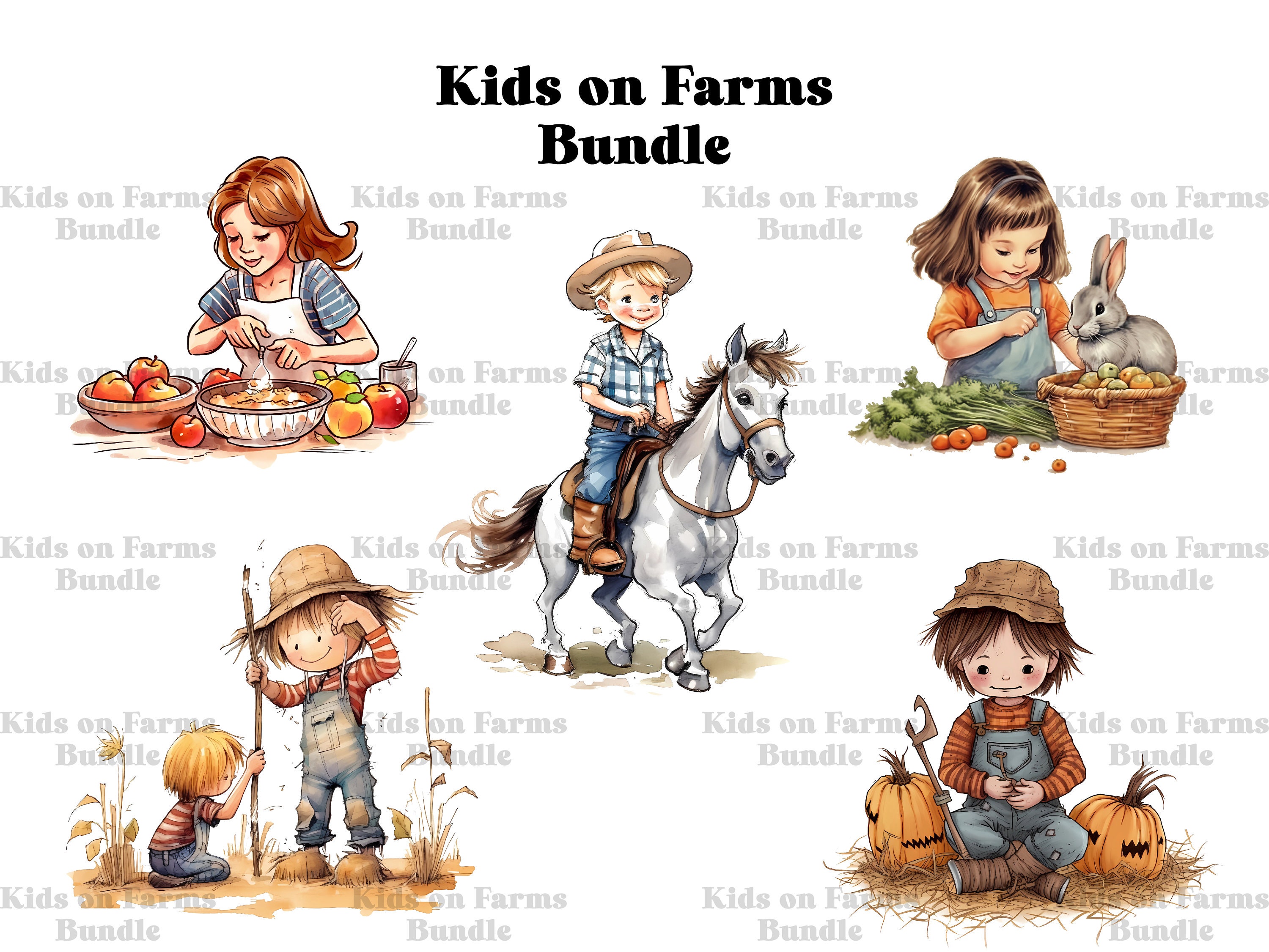 Kids on Farms Clipart Big Bundle 45 Farmer Kids Pngs - Etsy
