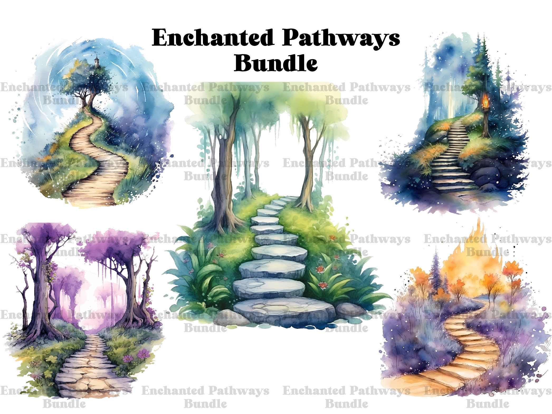 Enchanted Pathway Clipart Bundle 13 Magic Pathways PNG Fantasy Clip Art ...