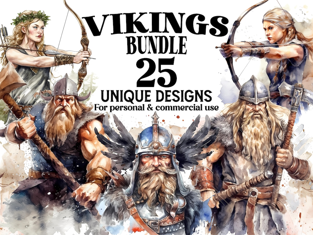Viking Clipart Bundle 25 Watercolor Viking Pngs Digital Download for ...