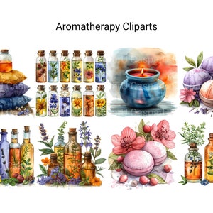 Aromatherapy Clipart Bundle - 72 Watercolor Hobby and Craft Pngs ...